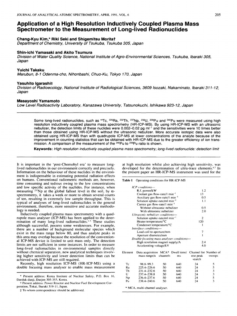 文献 1991 Kim-Application of a high resolution inductively coupled plasma ...