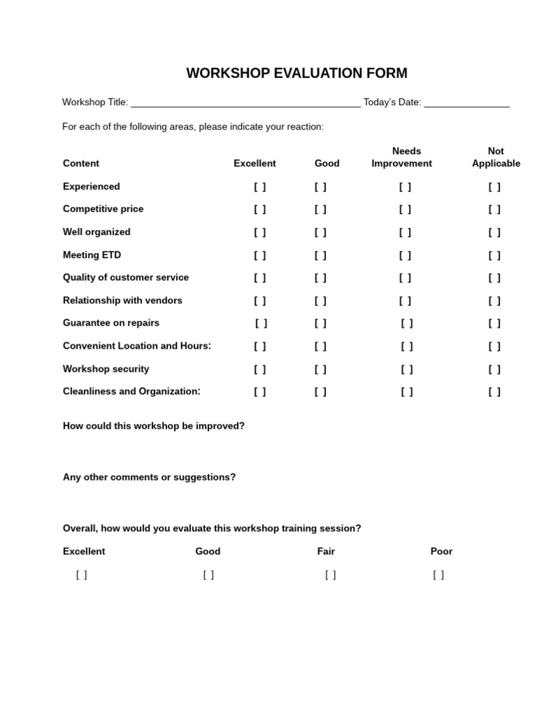 Worrkshop Evaluation Form | PDF