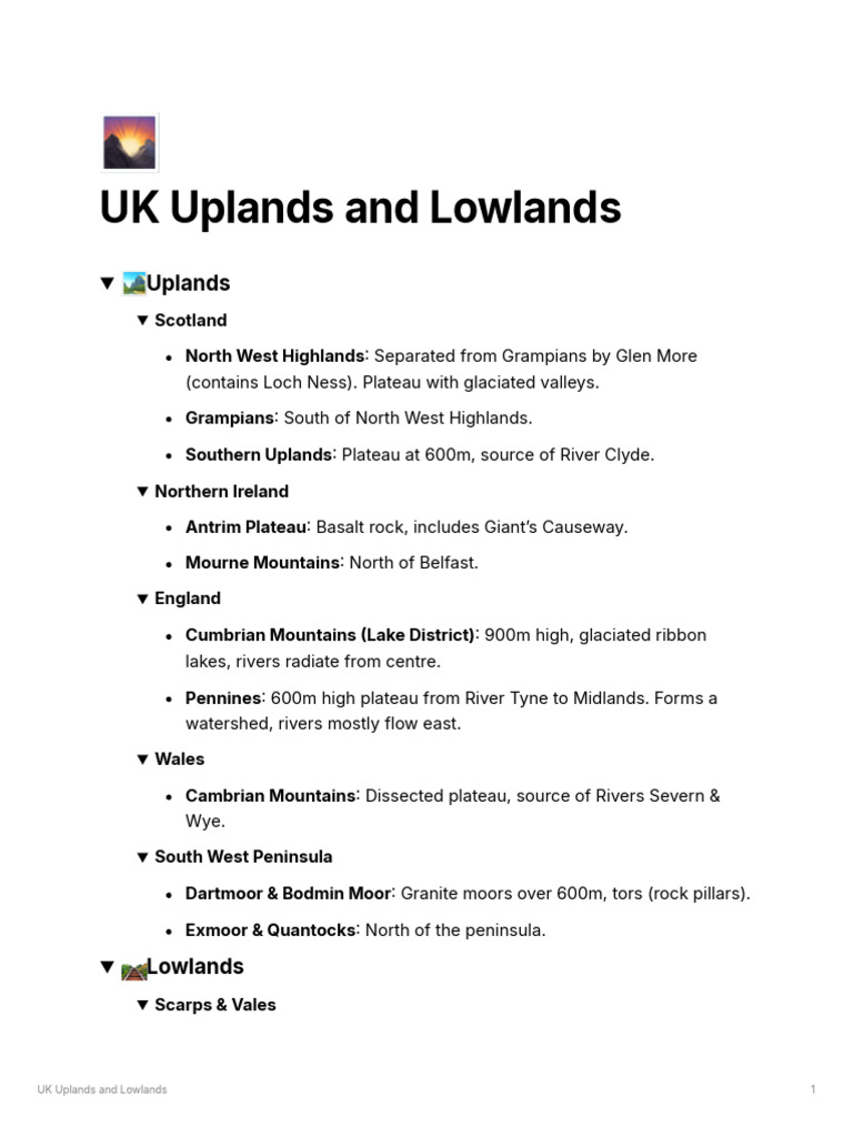 Lowlands Uk and Uplands | PDF