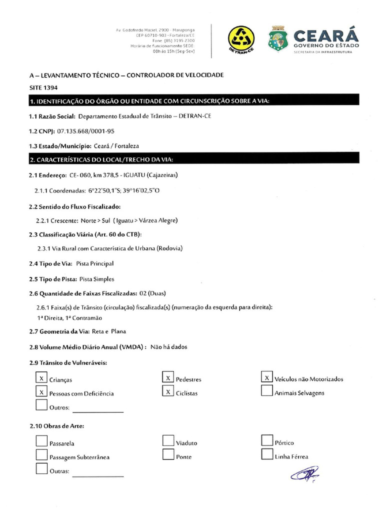 Levantamento Tecnico 1394 A00 020224 | PDF