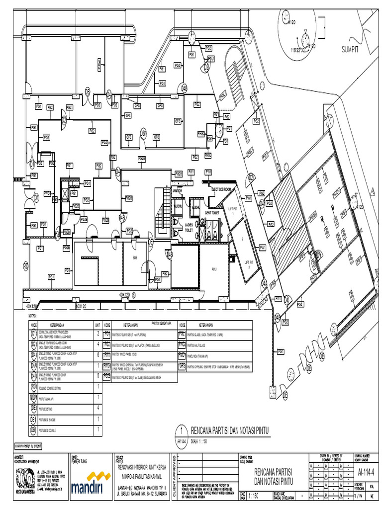 AI-114-4 Rencana Partisi Dan Notasi Pintu | PDF | Architectural ...