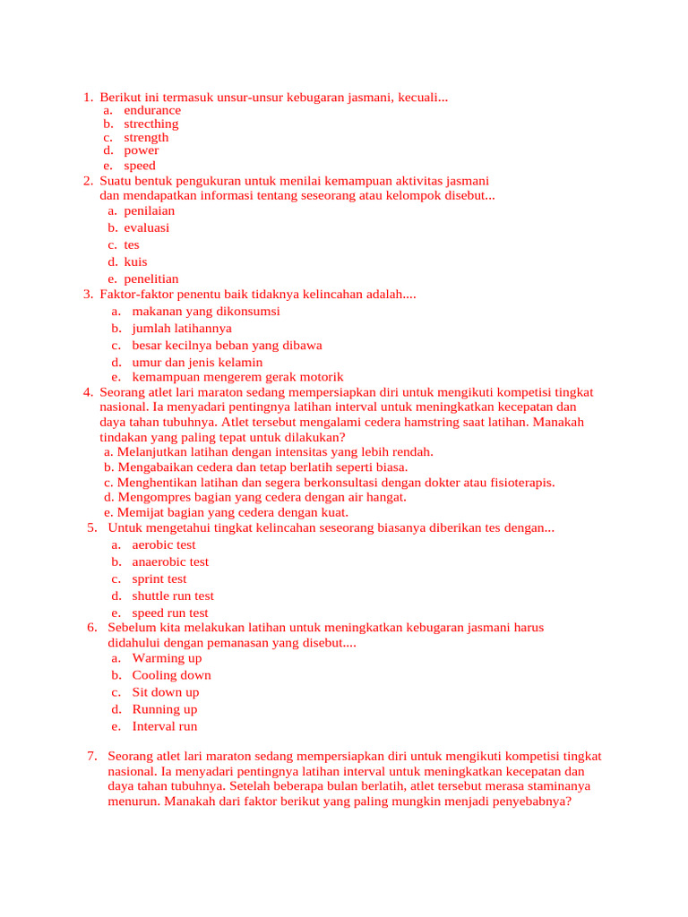 Kisi-Kisi Soal Ujian | PDF