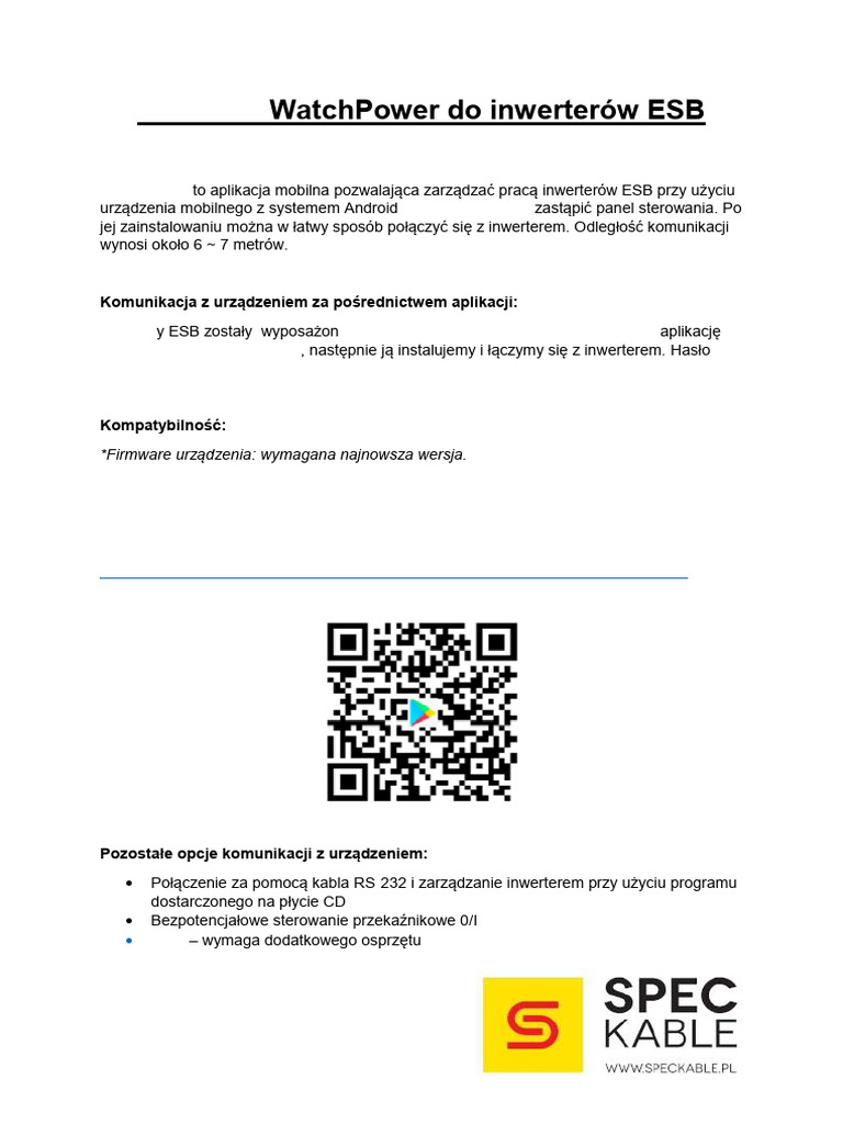 TEC - Aplikacja WatchPower Do Inwerterów ESB | PDF