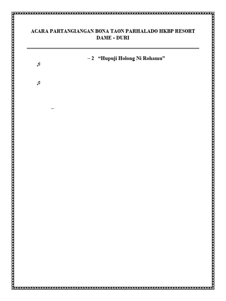 ACARA BONATAON HKBP RESORT DAME TAHUN 2025 | PDF