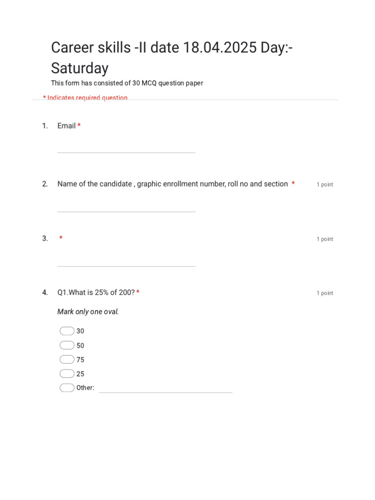 Career Skills II MCQ Exam Form | PDF | Financial Economics | Business ...