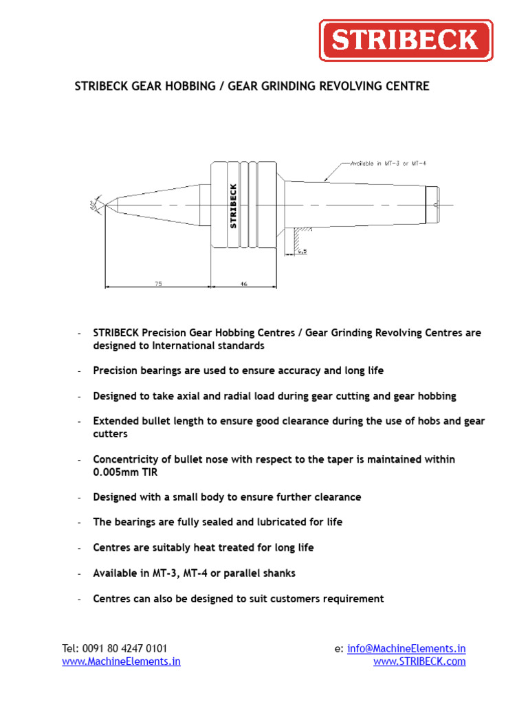 Stribeck Gear Hobbing Centre | PDF