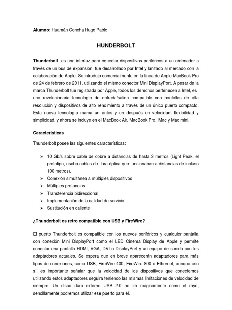 Thunderbolt | PDF | USB | Hardware de la computadora