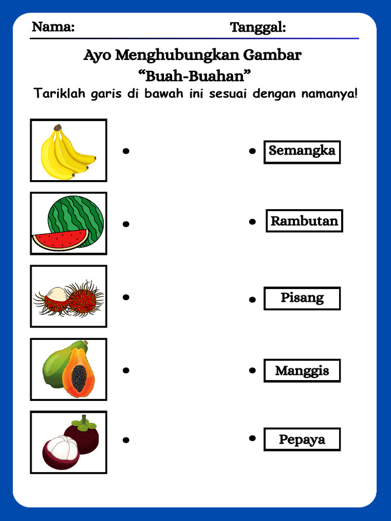 Menghubungkan Gambar Buah-Buahan | PDF