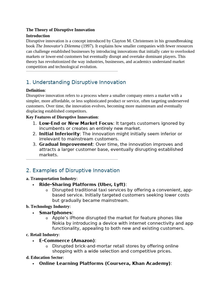 the theory of disruptive | PDF | Disruptive Innovation | Innovation