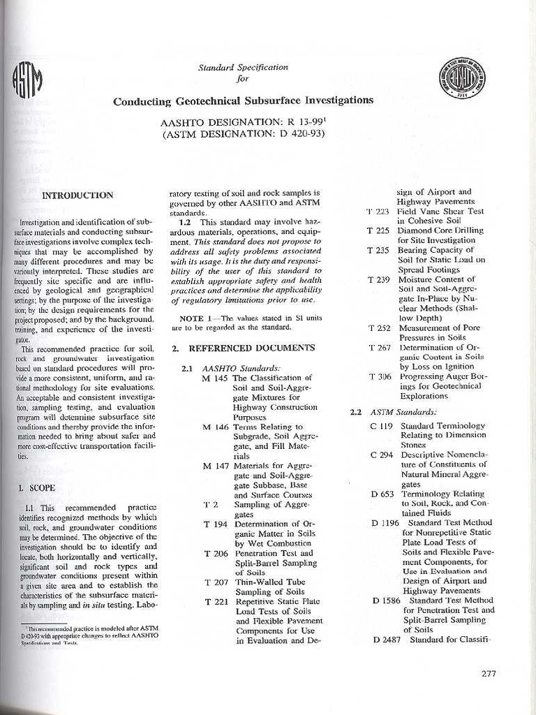 66_Conducting Geotechnical Subsurface Investigations | PDF