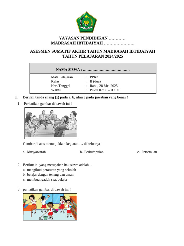 SOAL PKN KELAS 2 SMS 2 | PDF