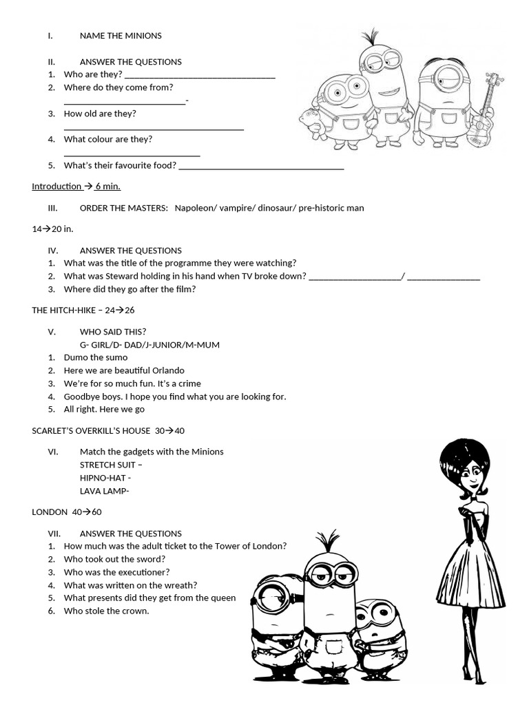The Minions - Film Worksheet | PDF