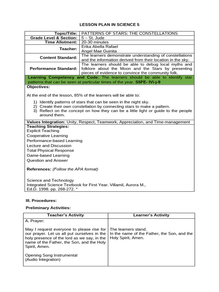 Lesson-Plan-Template | PDF | Stars | Astronomy