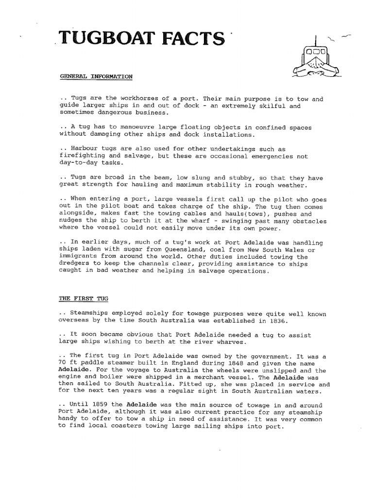 Tug Boat Factsheet | PDF