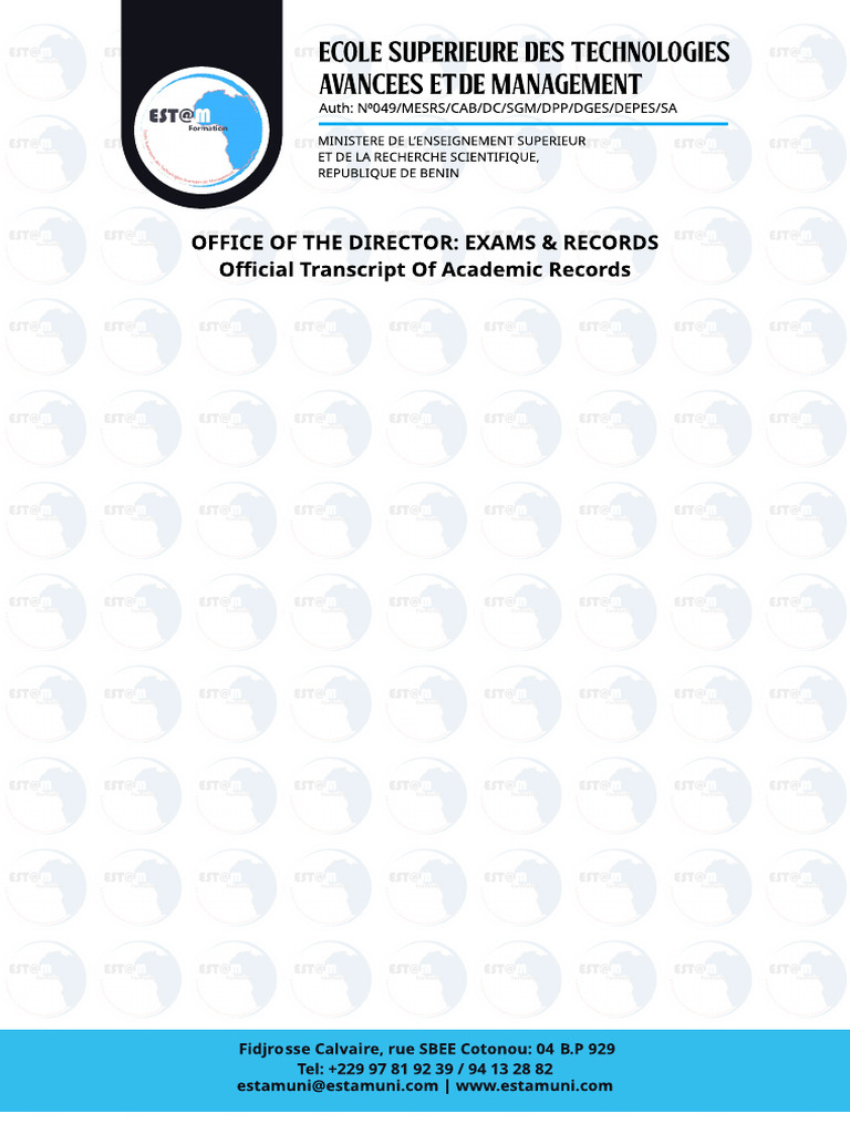Estam Transcriptt LETTER HEAD N - 064441 | PDF