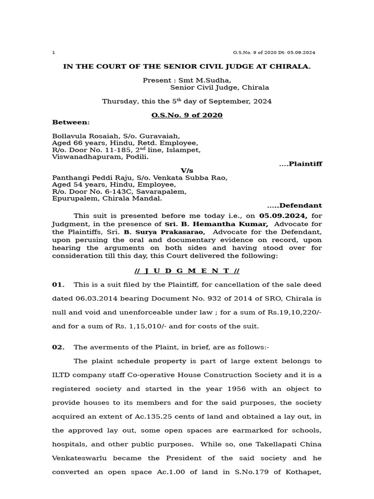 Final Judgement Chirala Court | PDF | Lawsuit | Common Law
