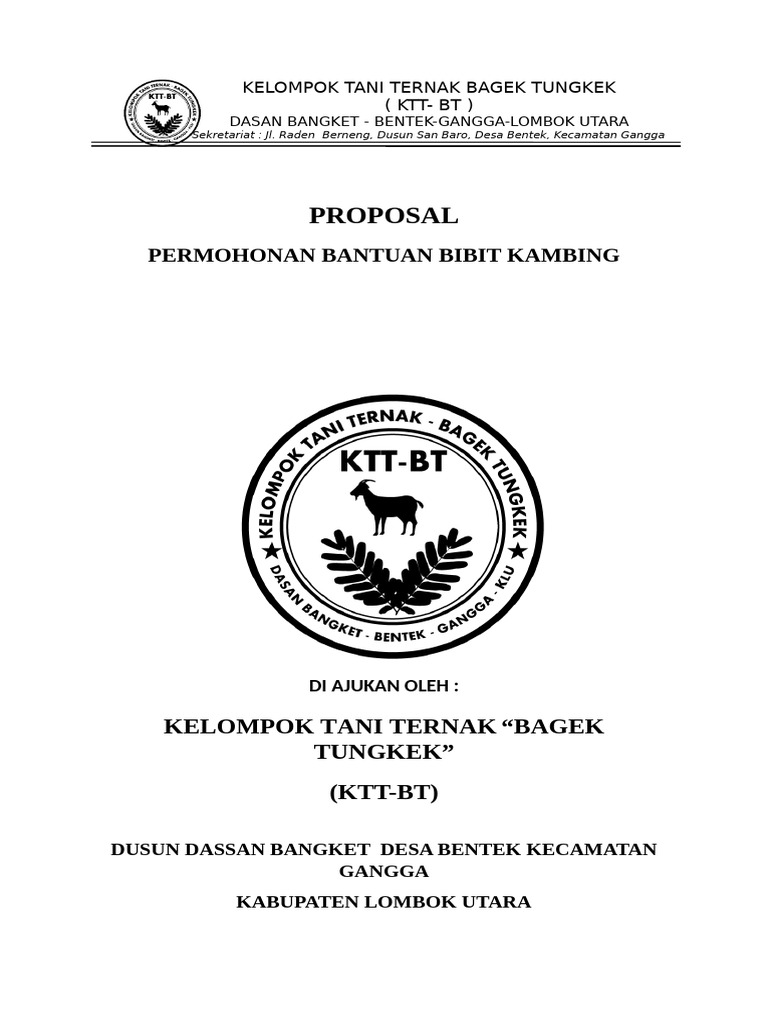 Proposal Bantuan Kelompok Ternak Kambing Susah-Senang | PDF