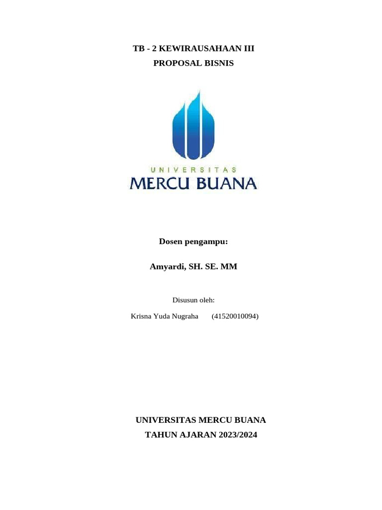 TB2 KEWIRAUSAHAAN II - Krisna Yuda Nugraha | PDF