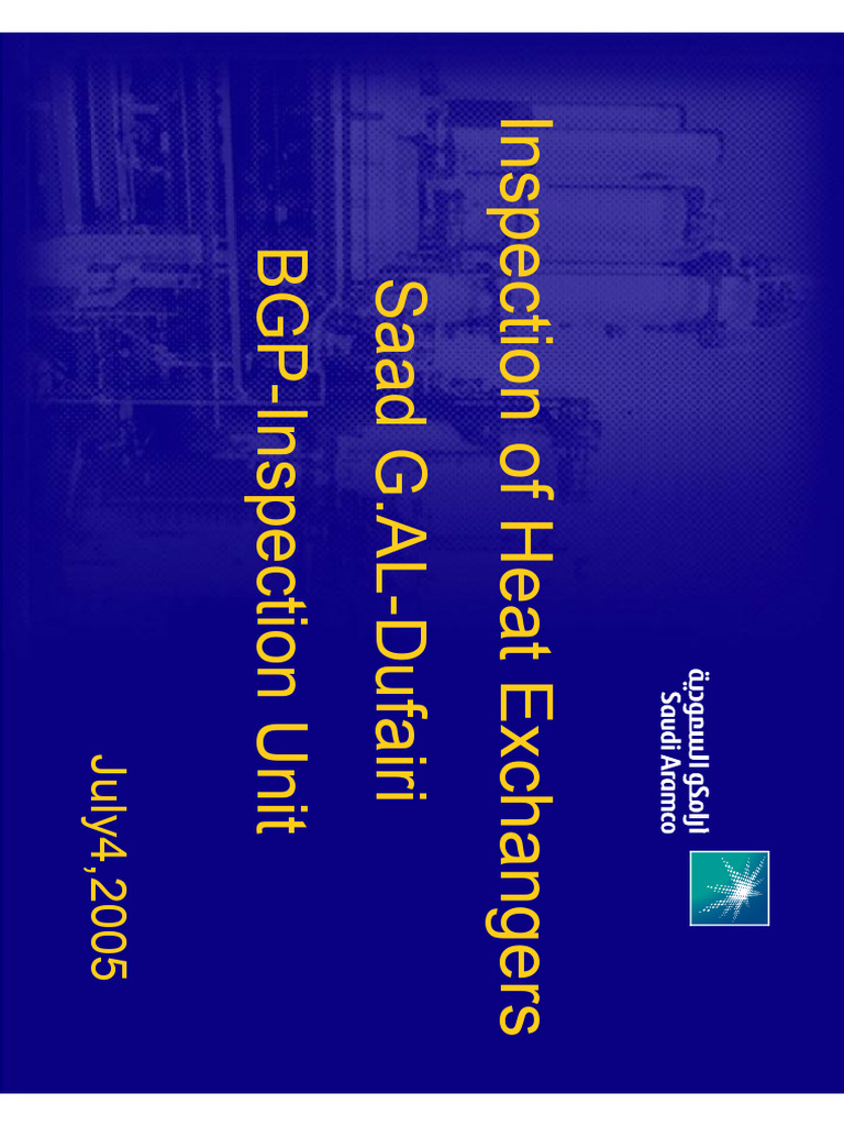 Heat Exchanger Inspection Guide | PDF | Heat Exchanger | Pipe (Fluid ...