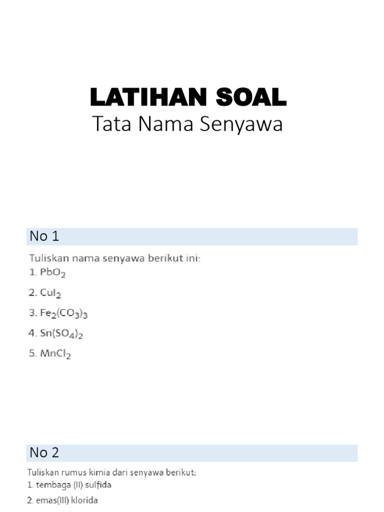 Latihan Soal Tata Nama Senyawa | PDF