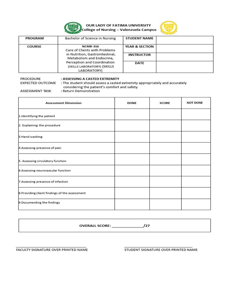 Assessing A Casted Extremity | PDF | Paresthesia | Pain