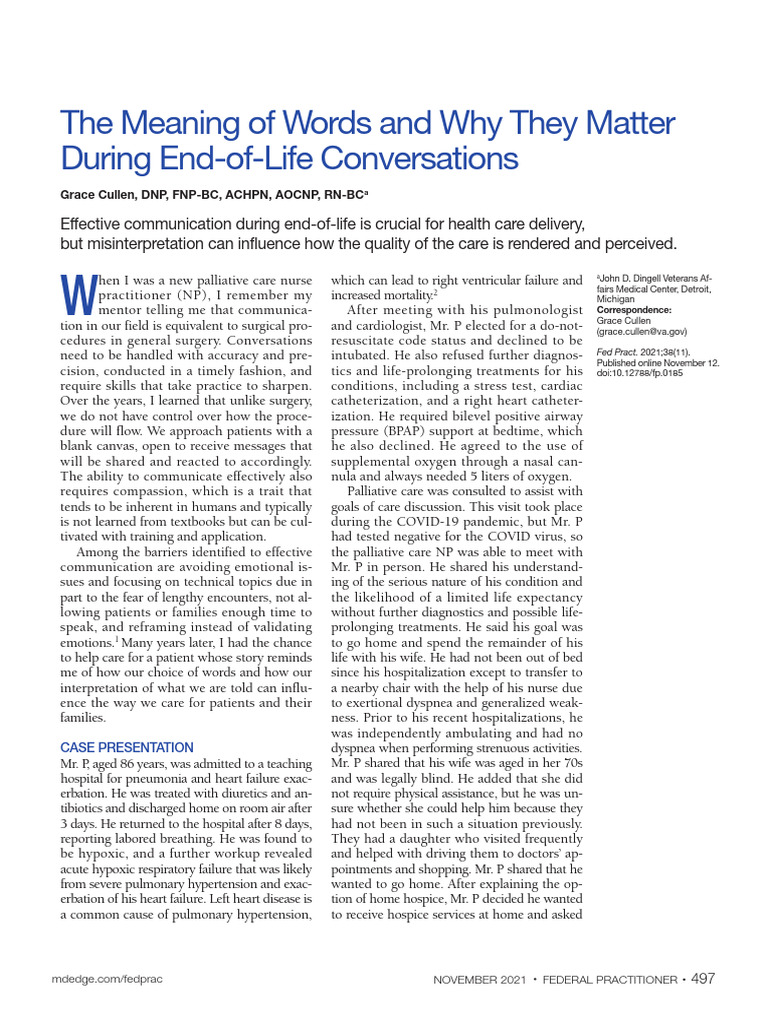 End-of-Life Communication Strategies | PDF | Palliative Care | End Of ...