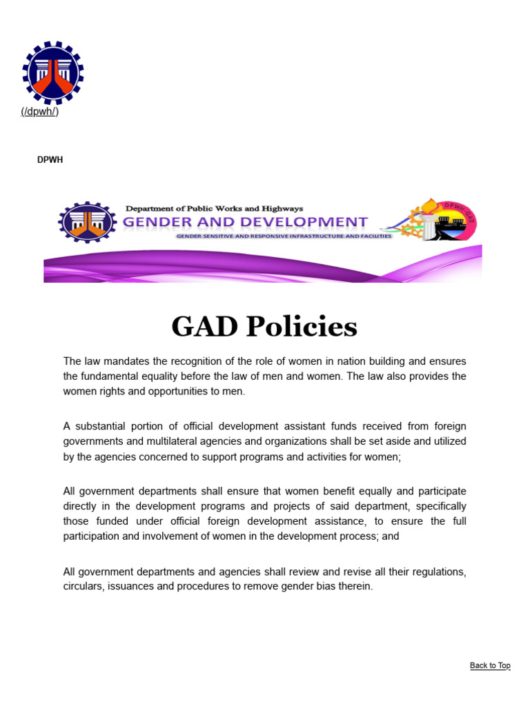GAD Policies for Women's Equality in Development | PDF