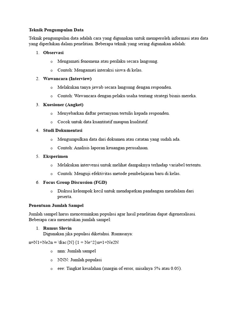 Teknik Pengumpulan Data | PDF