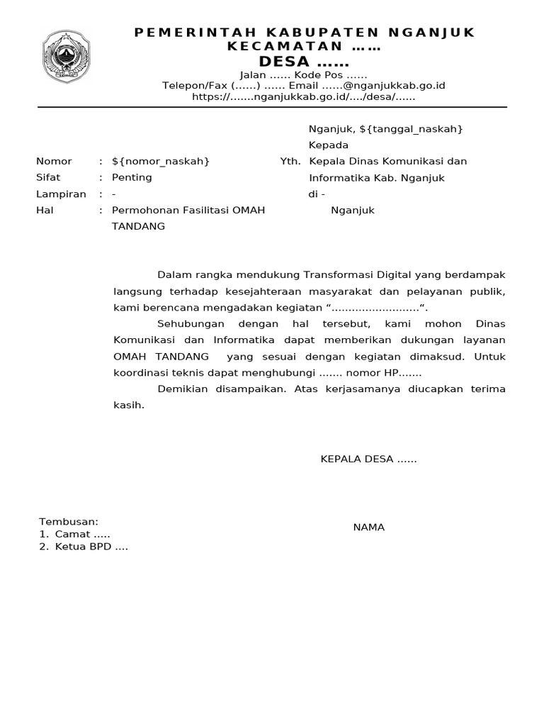 Permohonan Fasilitasi Omah Tandang | PDF