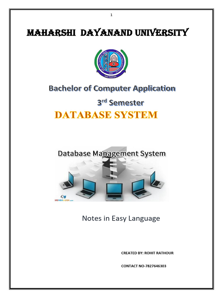 MDU BCA - Database System | PDF | Databases | Database Transaction
