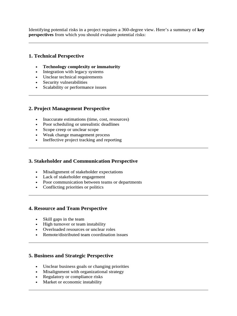 Project Risk Identification Examples | PDF | Risk | Project Management