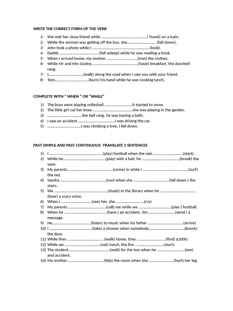 Correct Verb Forms Exercises | PDF