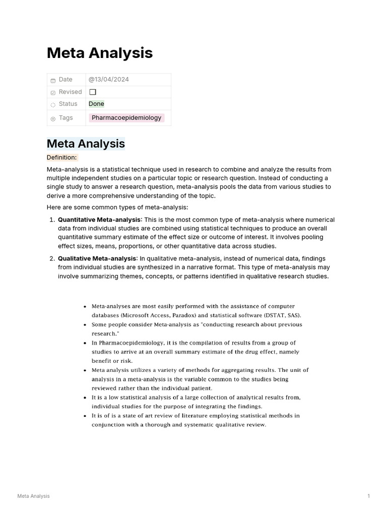 Meta Analysis f0979f09253b496c8a4849cdfeb84adb | PDF | Meta Analysis | Effect Size
