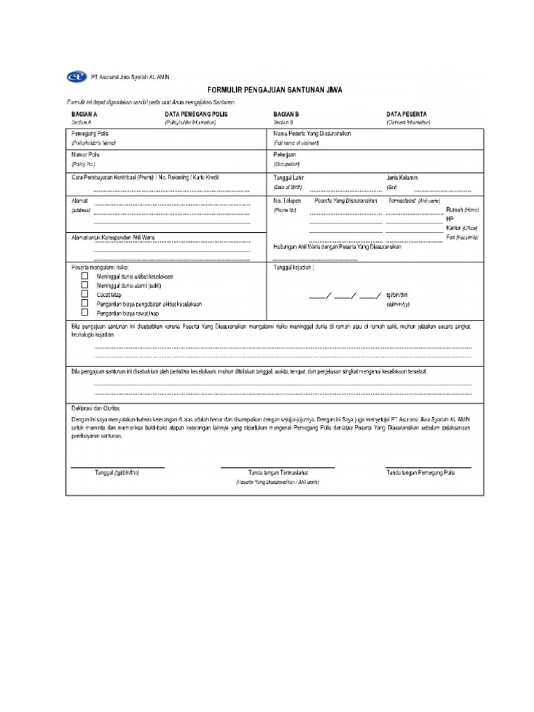 Form Klaim Terbaru PDF | PDF