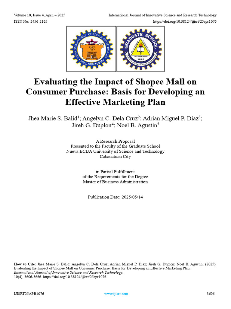 Evaluating The Impact of Shopee Mall On Consumer Purchase: Basis For ...