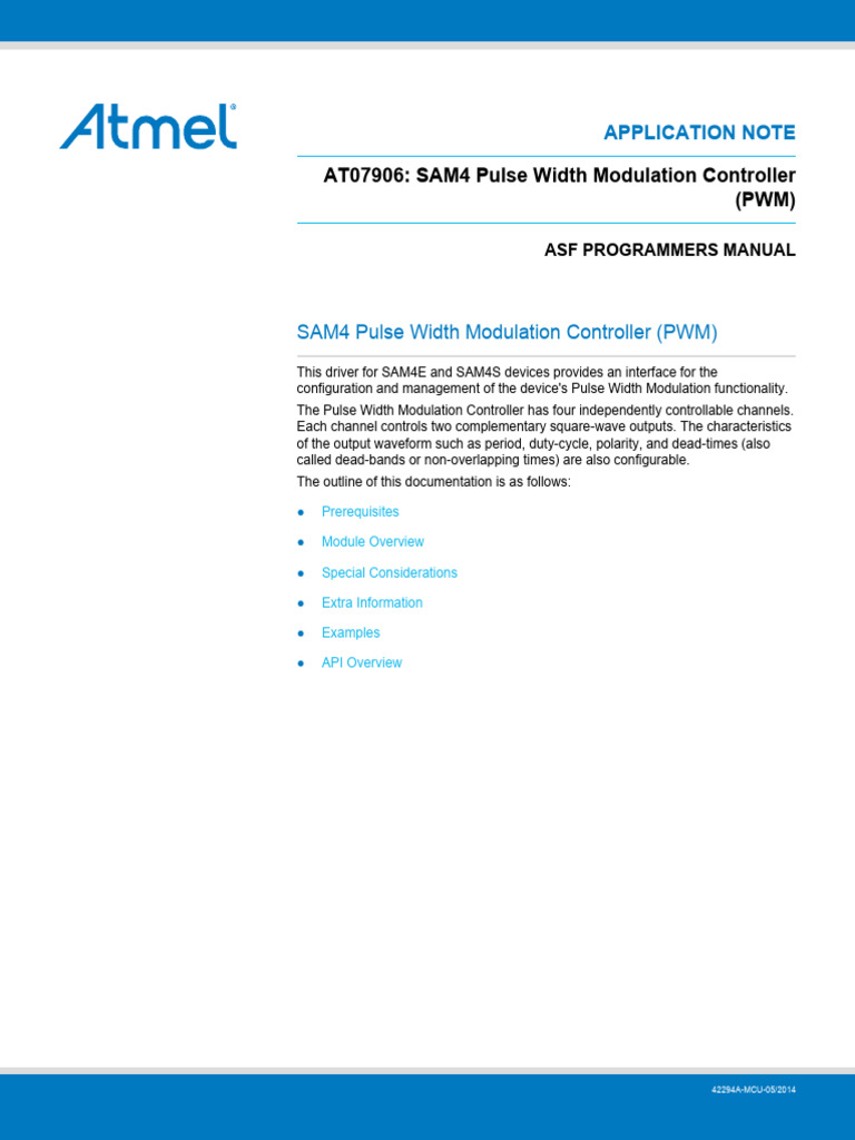 Atmel 42294 SAM4 Pulse Width Modulation Controller PWM ApplicationNote AT07906 | PDF | Parameter ...