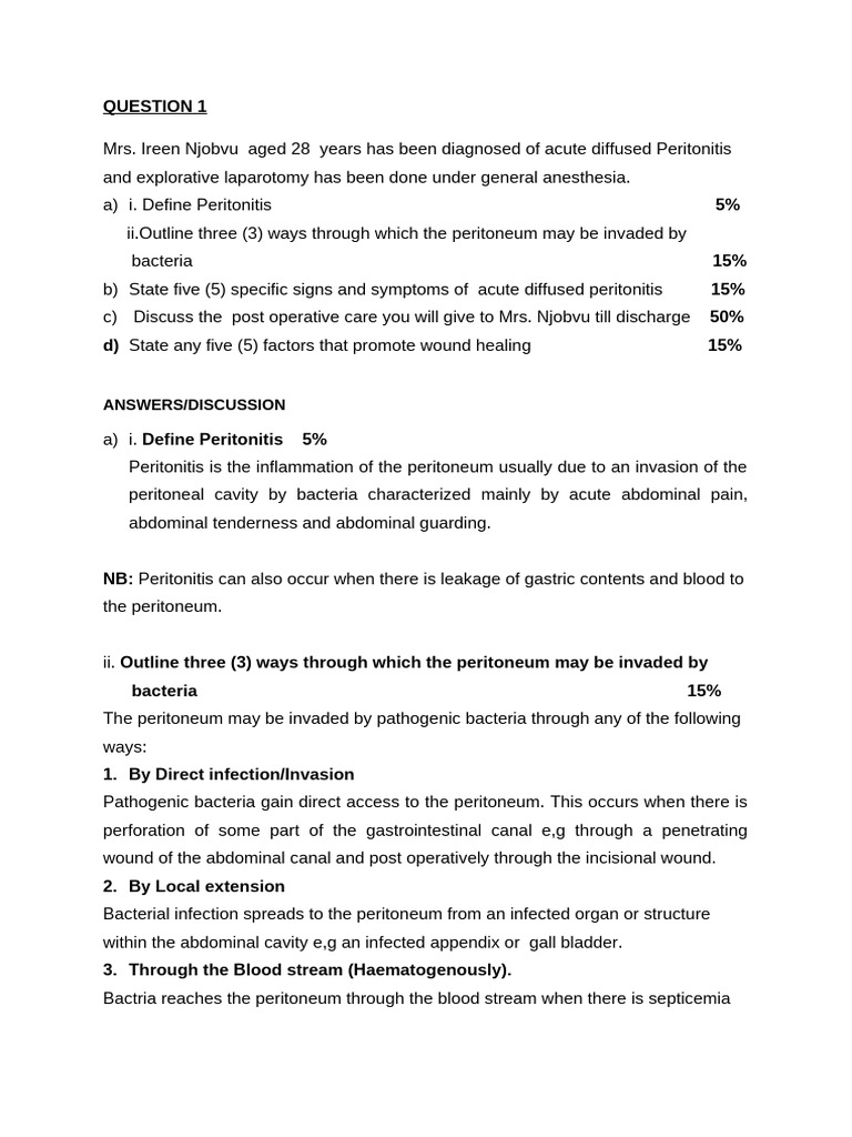 Acute Diffused Peritonitis Care Guide | PDF | Peritoneum | Surgery