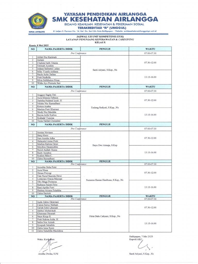 Jadwal UUK Kelas X AKC | PDF