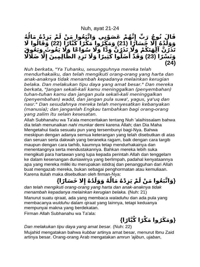 Kesesatan Kaum Nuh dan Penyembahan Berhala | PDF