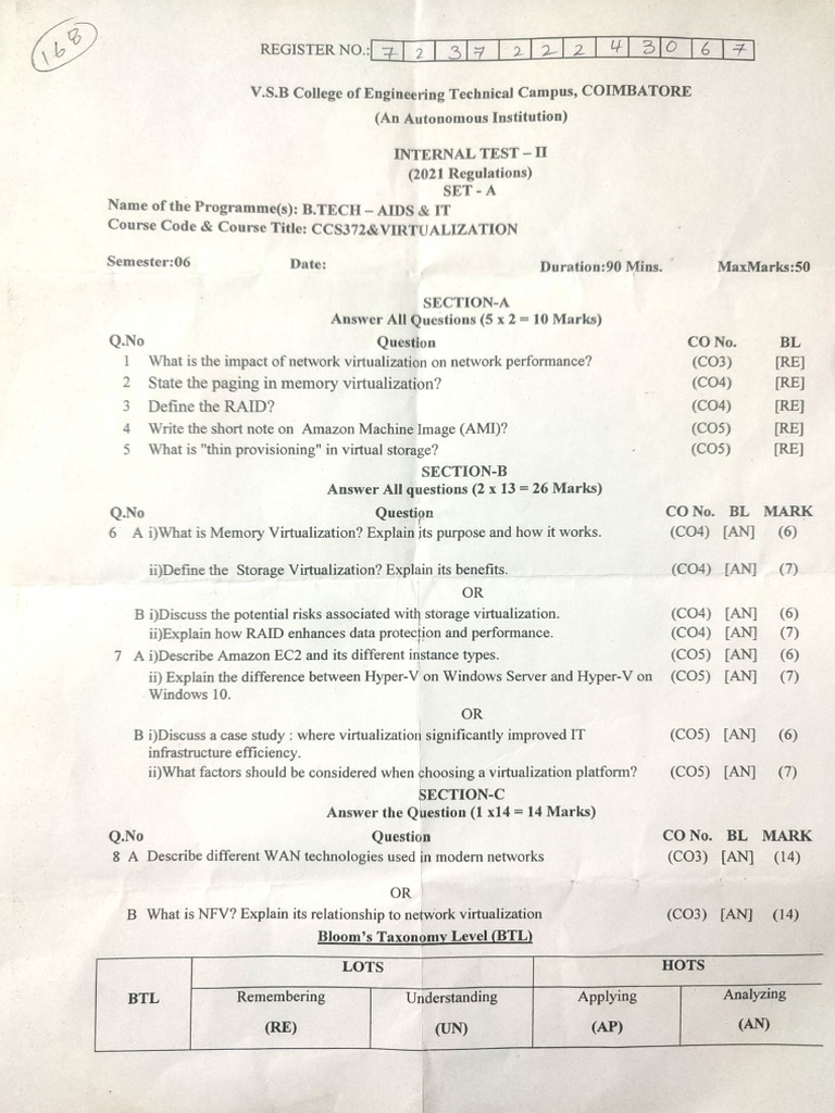 virtualization-VSB Internal Question Paper | PDF