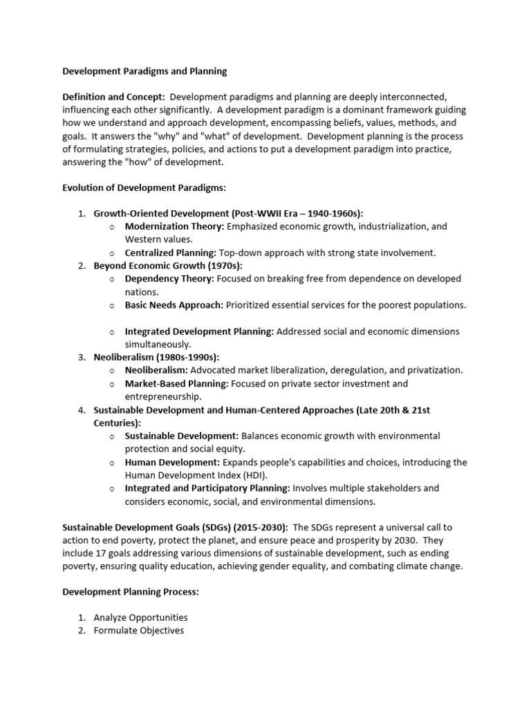 Development Paradigms and Planning | PDF | Sustainability | Economics