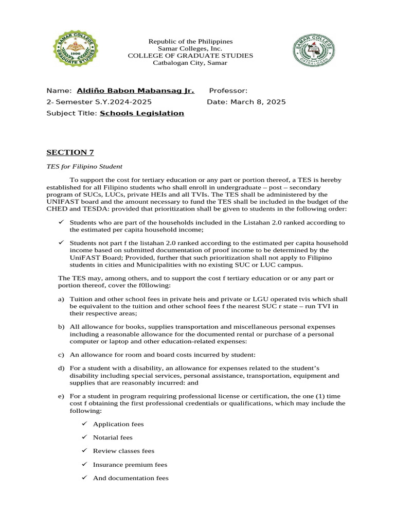 Handouts Schools Legislation | PDF | Official Development Assistance | Loans