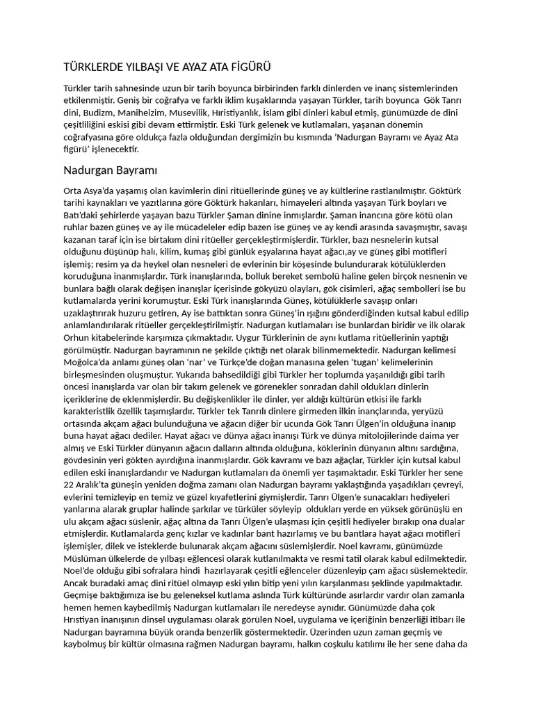 Türklerde Yılbaşı ve Ayaz ata figürü | PDF