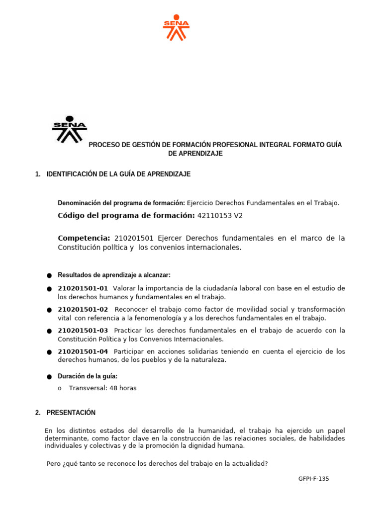 Guia - Aprendizaje 2 v2 | PDF | Derecho laboral | Sindicato