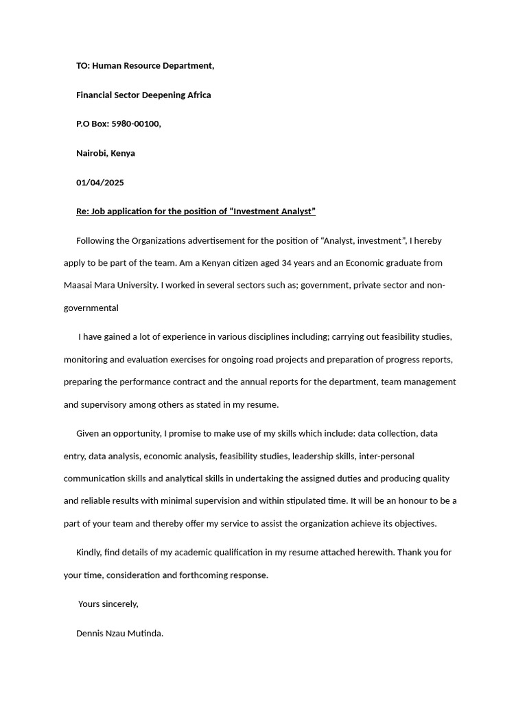 FSD Cover Letter | PDF