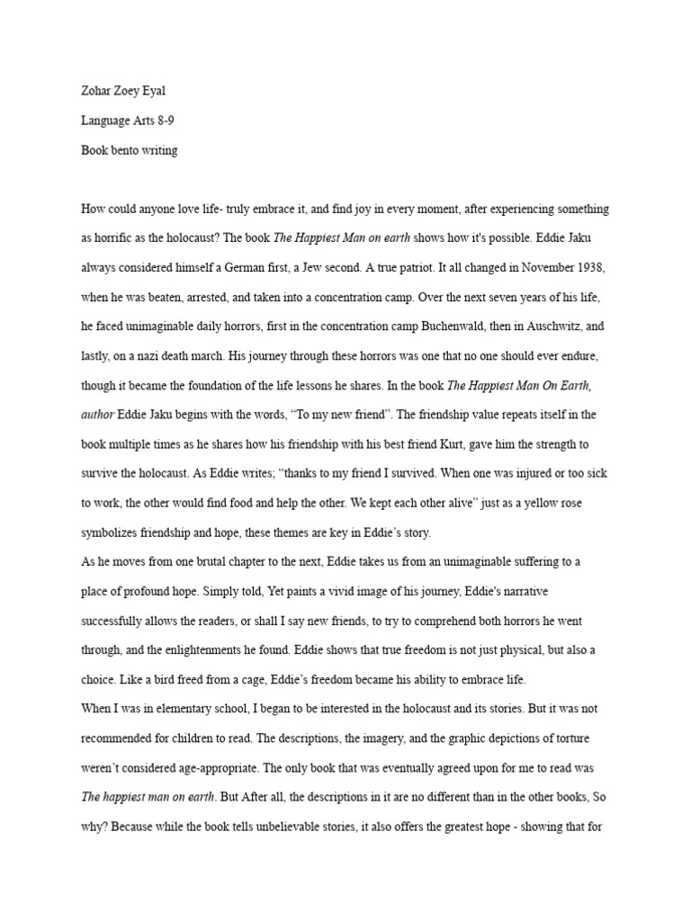 bento box _happiest man on earth_ writing piece | PDF