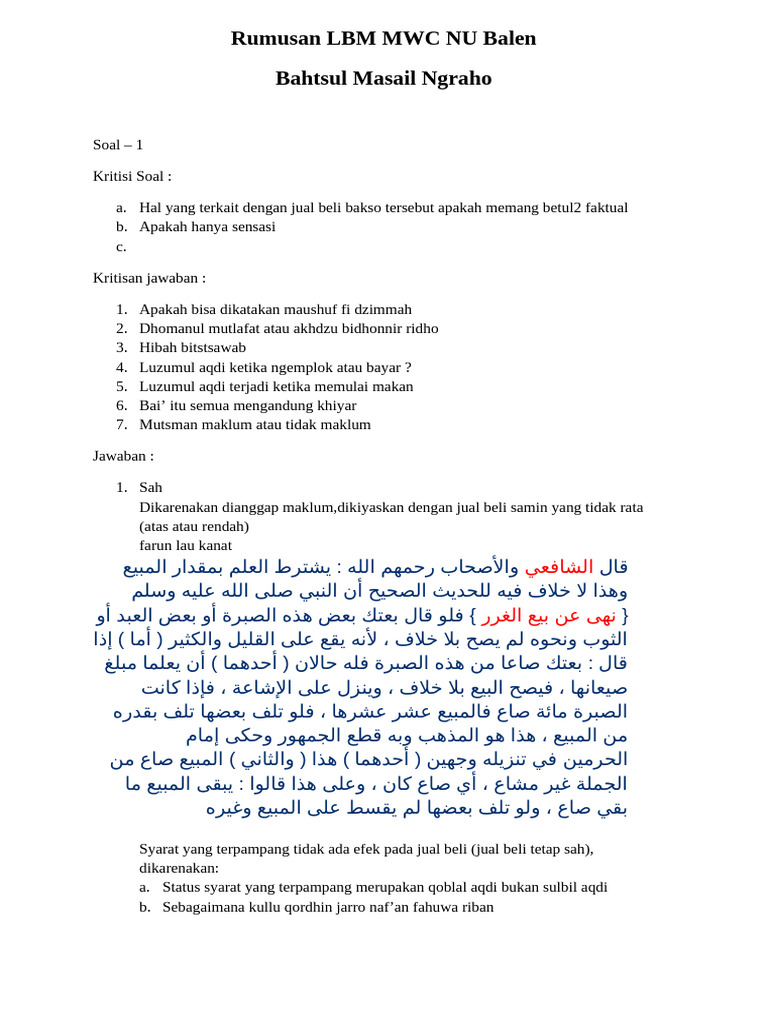 Rumusan LBM Ngraho | PDF