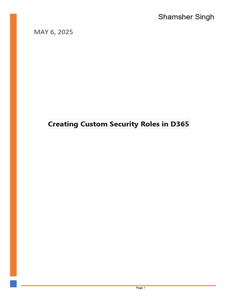 Custom Security Roles in D365 Guide | PDF | Computer Security | Security