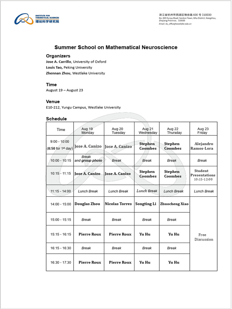 Schedule&Abstract Summer School | PDF | Neural Oscillation | Partial ...