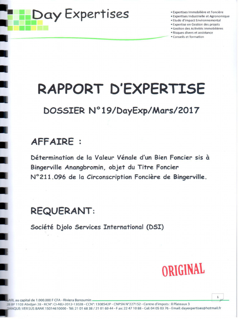 RAPPORT D'EXPERTISE - Valeur Venale D'un Bien Foncier - Mars 2017 | PDF